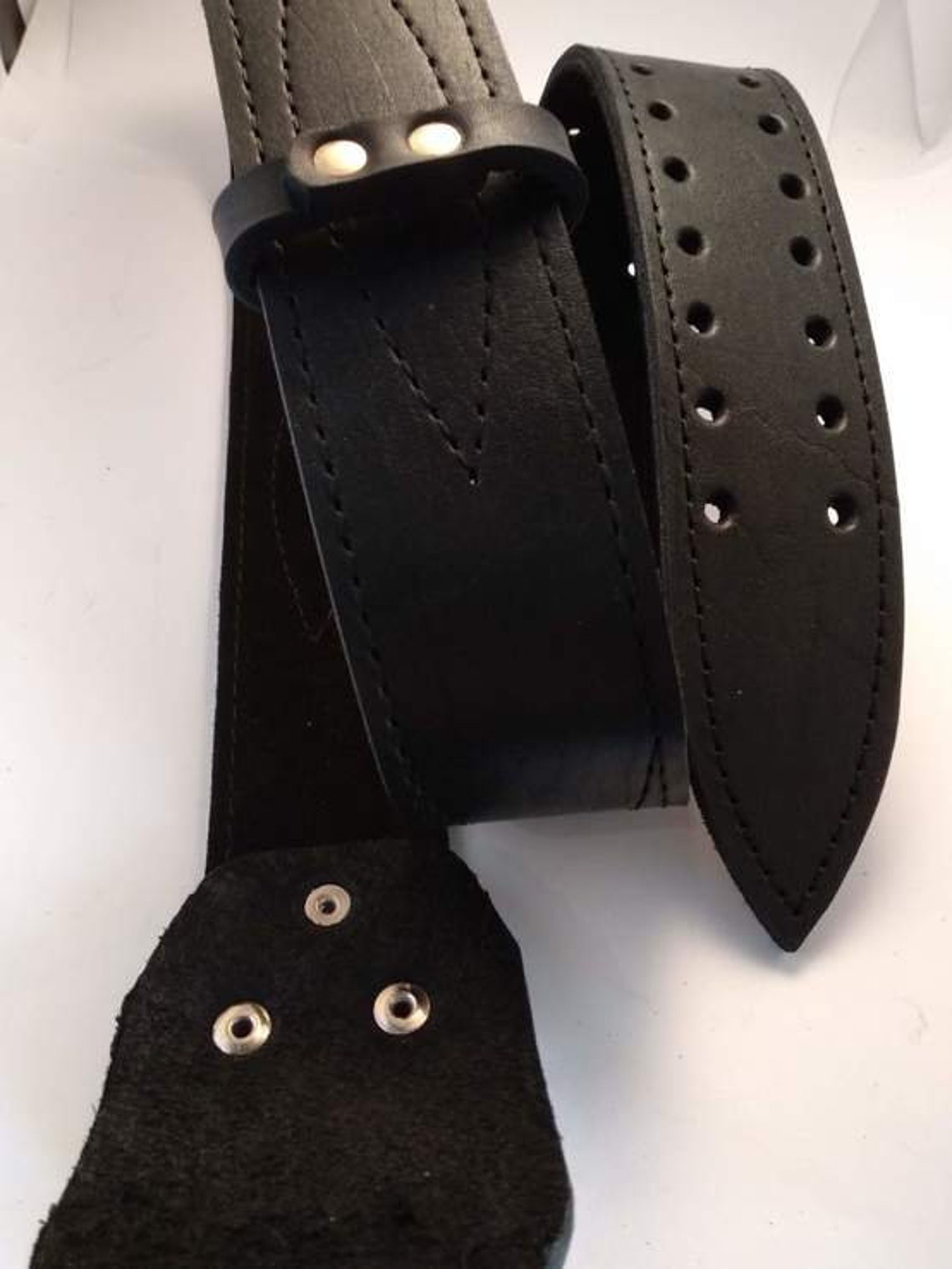 Cinturón ancho de cuero negro hecho a mano en estilo militar | Etsy