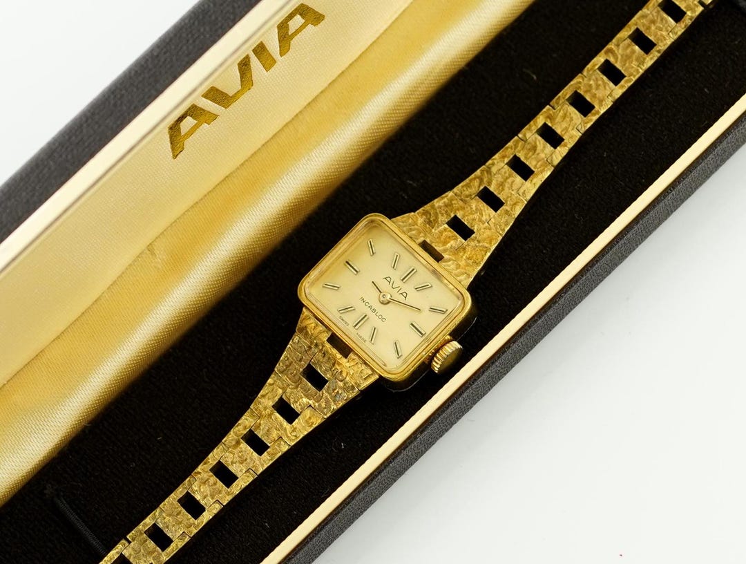 Rare Avia Womens Mechanical Tank Watch, Vintage Watch Incabloc ...