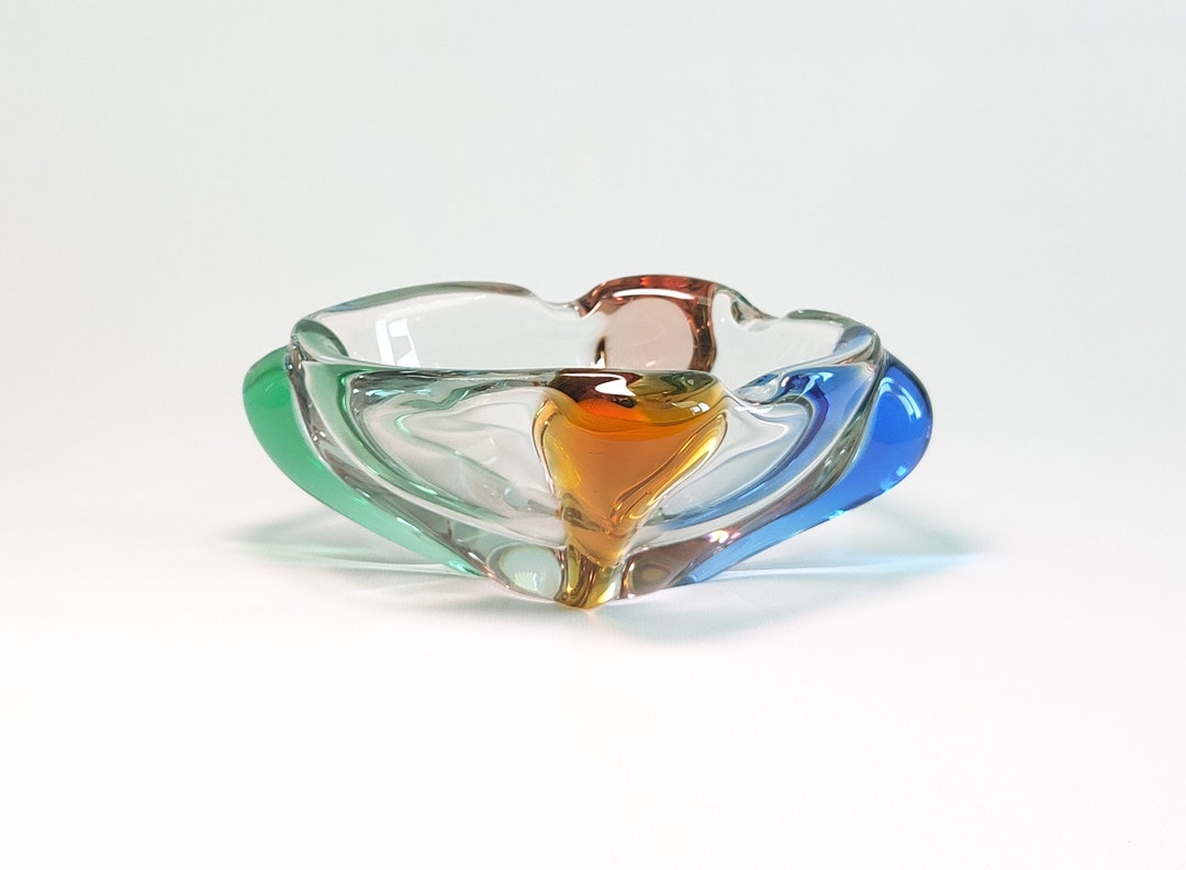 Glass Vase Rhapsody by Frantisek Zemek, Rare Bohemian Glass Bowl, Czech ...