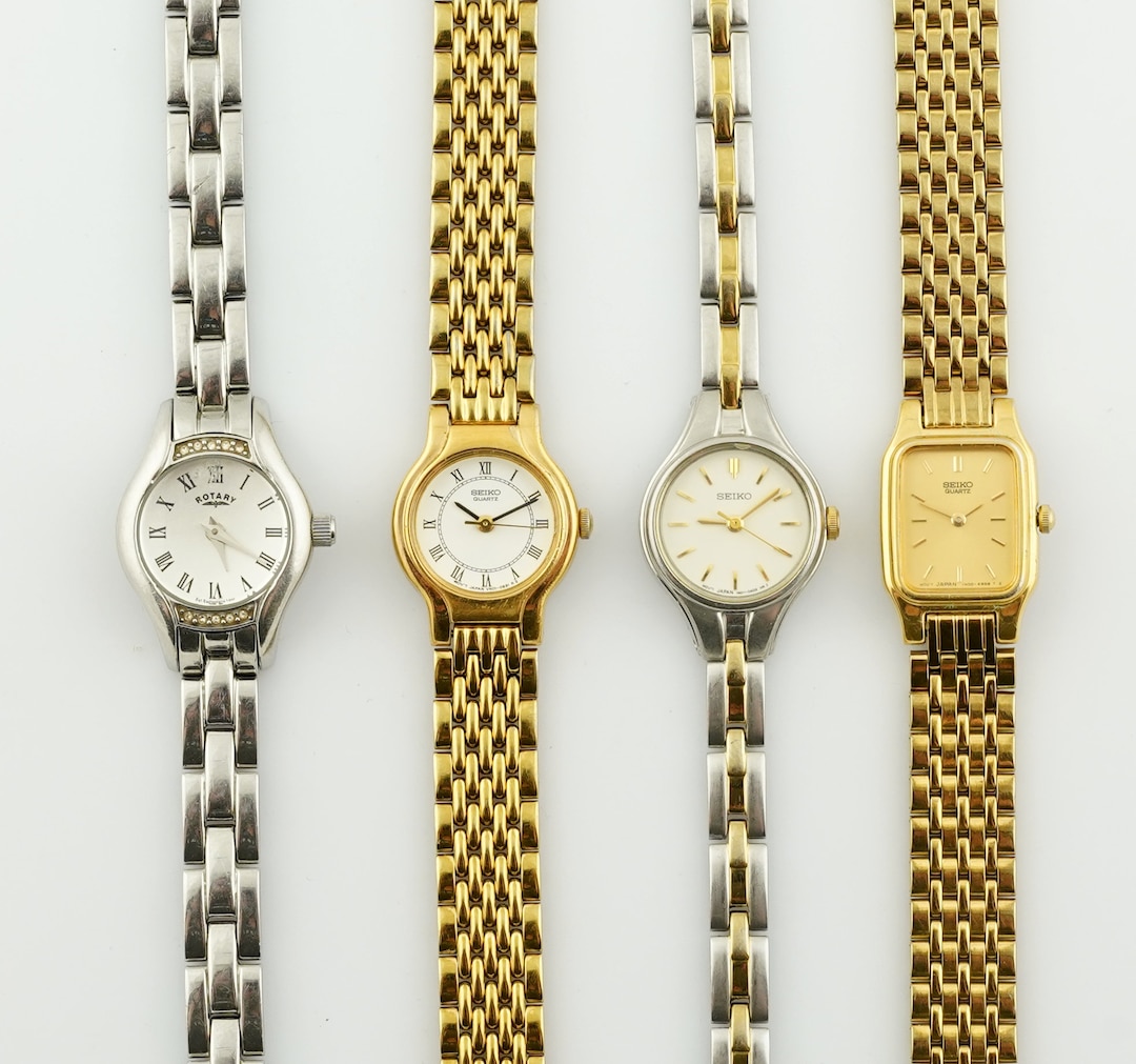 Vintage Women's Rotary Watch, Seiko Two Tone Women's Watch, Thin Ladies ...