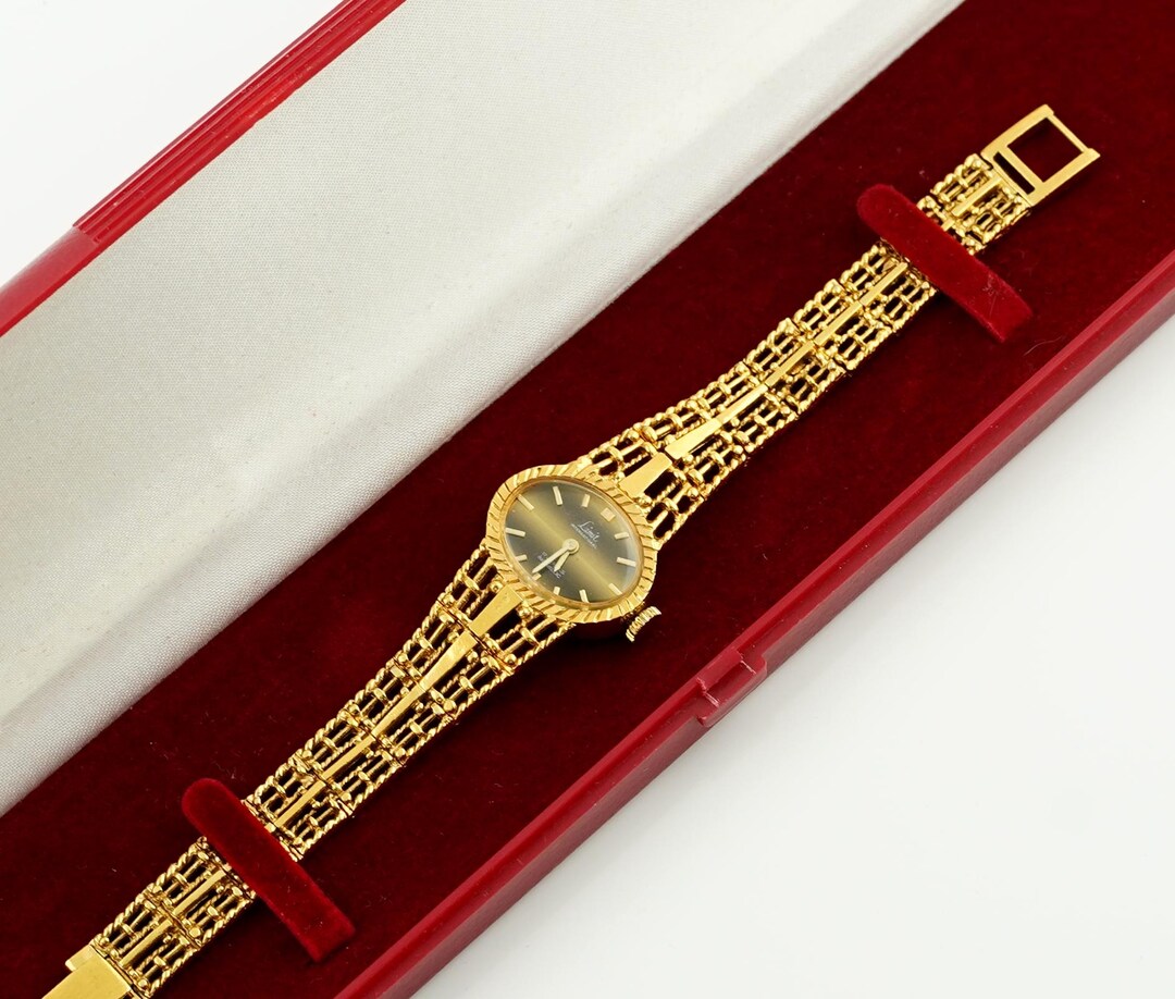 Vintage Limit Ladies Watch, Gold Tone, Mechanical 17 Jewels, Brown Dial ...