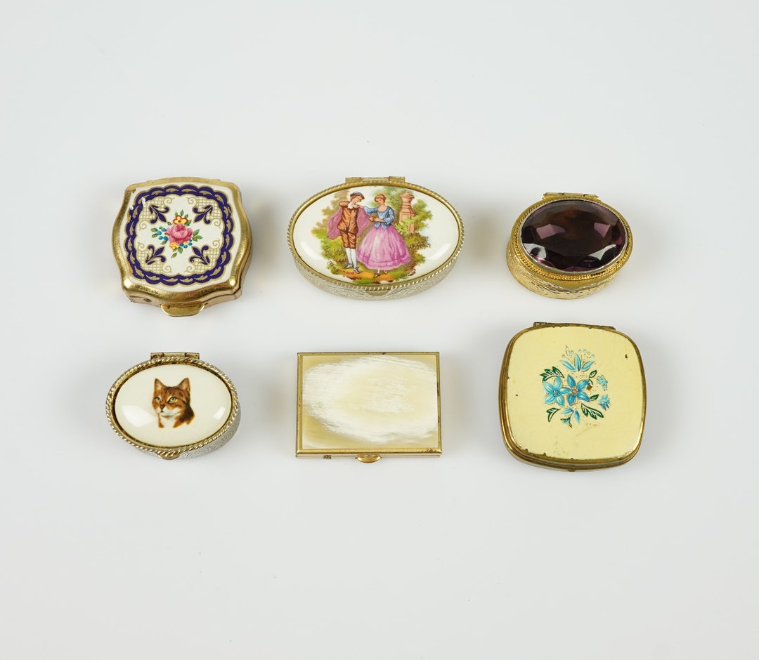 Vintage Pills Boxes With Lid of a Gold Metal, Vintage Copper-based Pill ...