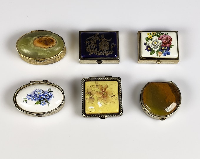 Vintage Pill Boxes With Lid, Enamel Pillbox, Copper-based Pill Box ...
