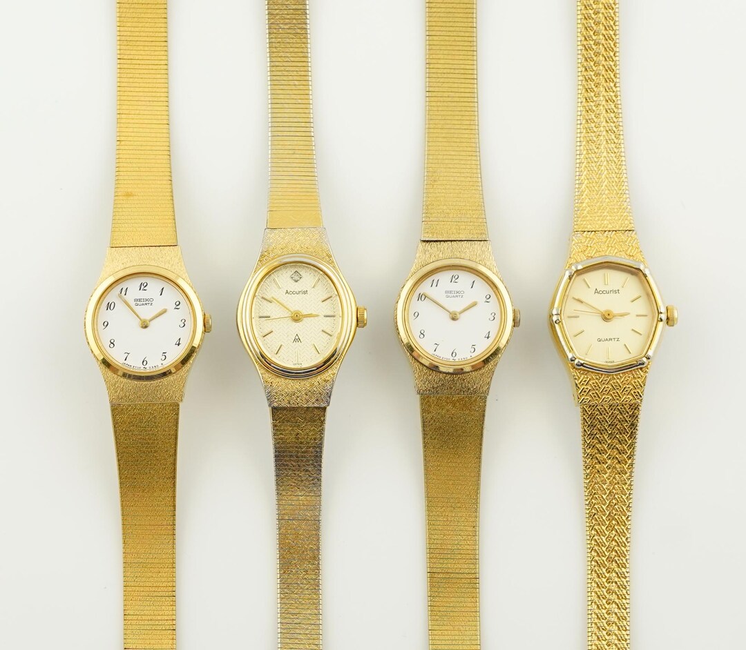 Vintage Women's Seiko Quartz Watch, Accurist Gold Colored Womens Watch ...