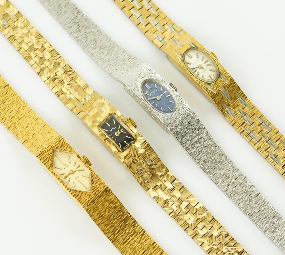 Rare Vintage 1970s Women’s Watches Accurist, Avia, Rotary, Gold and ...