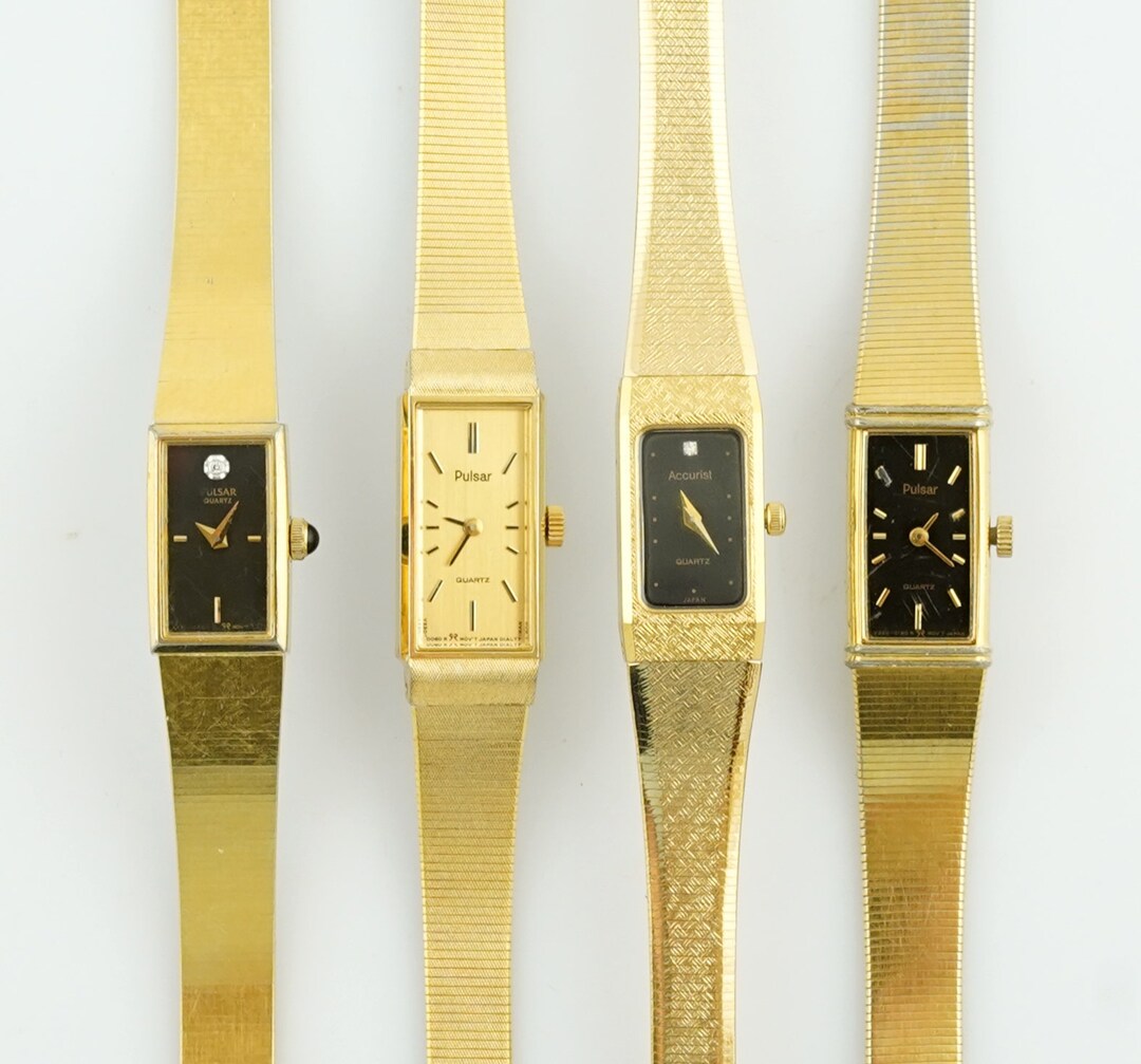 Vintage Women's Pulsar Watch, Accurist Thin Gold Colored Womens Watch ...