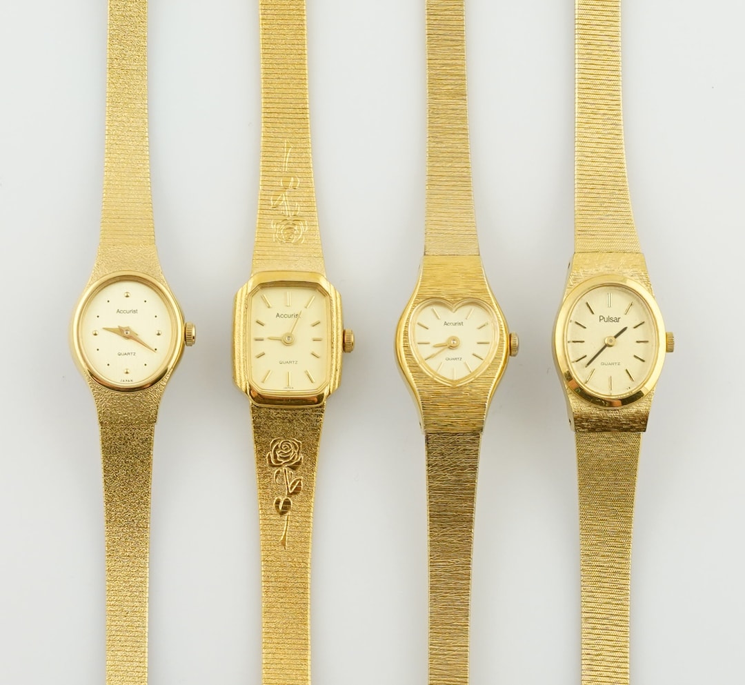 Vintage Women's Seiko Watch, Accurist Gold Colored Womens Watch, Thin ...