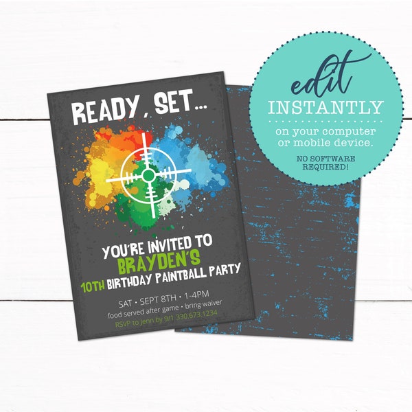 Shop Paintball Invitation - Etsy