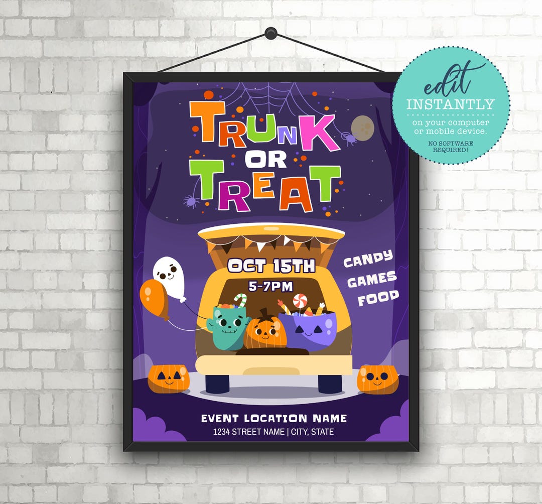 Trunk or Treat Halloween Event Poster - Etsy