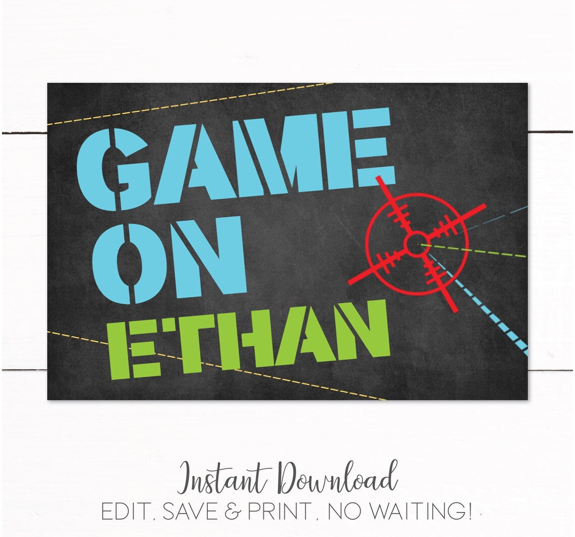 Laser Tag Birthday Party Poster Banner 36x24" - Laser Tag Party ...