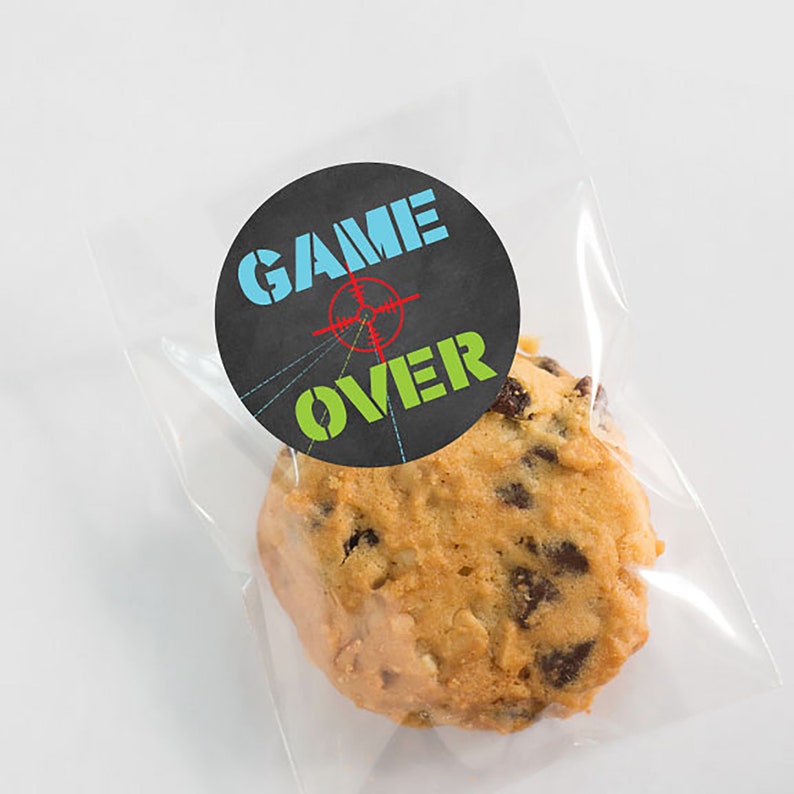 Laser Tag Birthday Party Treat Loot Bag Topper Game Over - Laser Tag ...