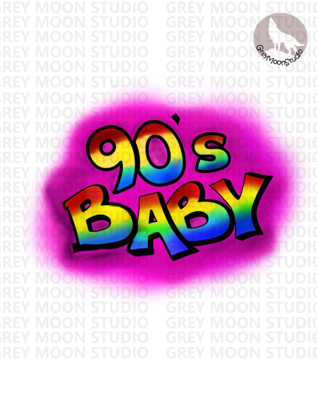 Digital Airbrush Style, 90s Baby, Png, Digital Art, Rainbow Baby, Baby ...