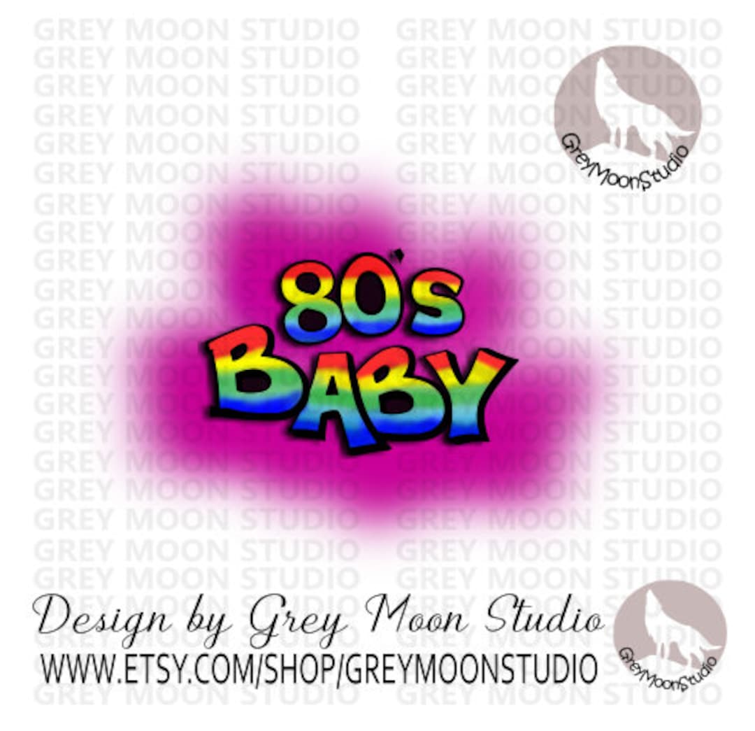 Digital Airbrush Style, 80s Baby, Png, Digital Art, Rainbow Baby, Baby ...