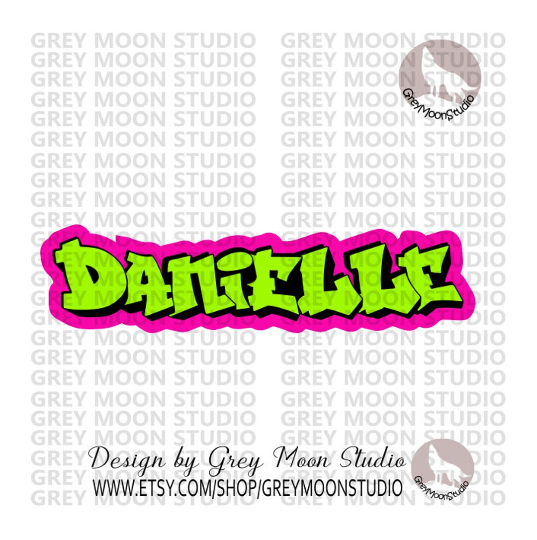 A, Danielle, couleurs néon, style prince frais, graffiti, png, svg ...