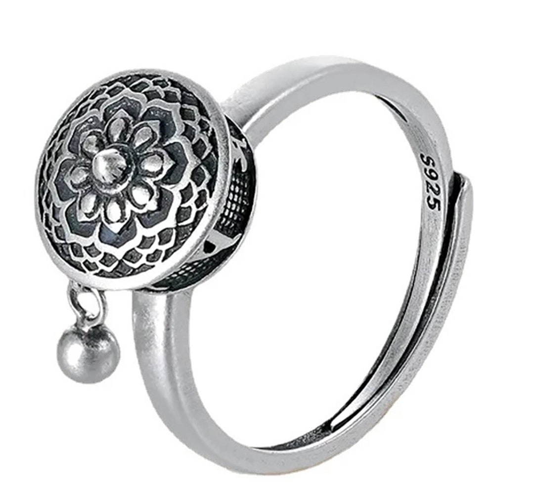 Silver Fidget Ring Lotus Spin Ring Anxiety Ring Gift for Her Daughter ...