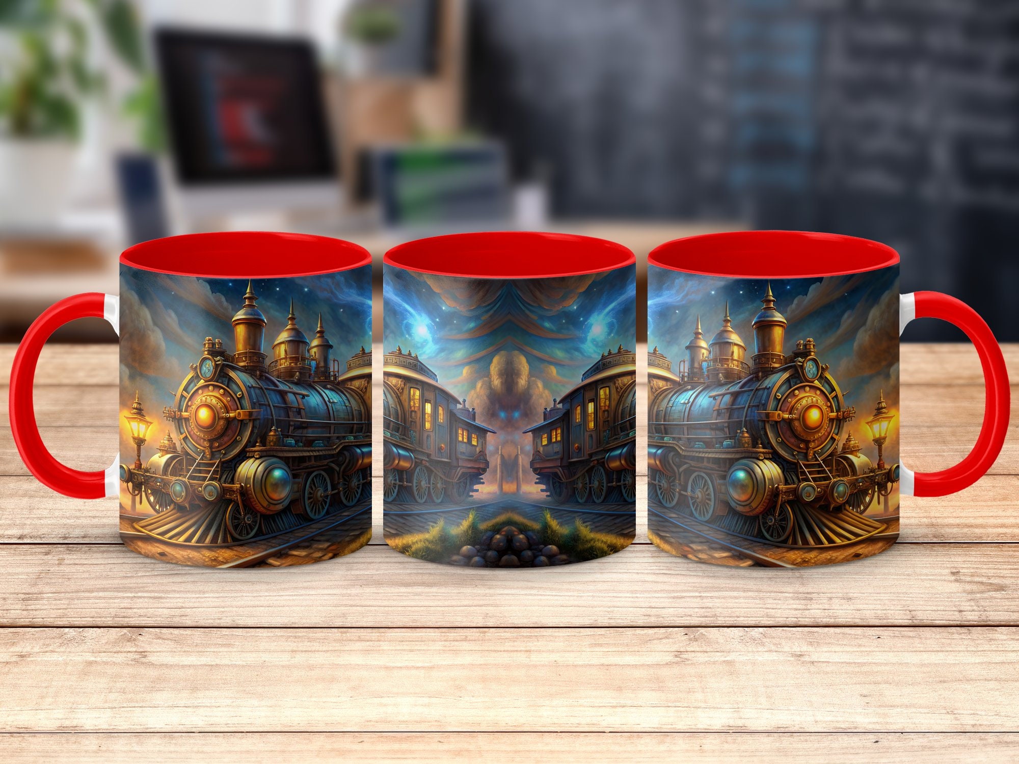 Vintage Style Steampunk Train Mug, Science Fiction Fantasy Steam ...