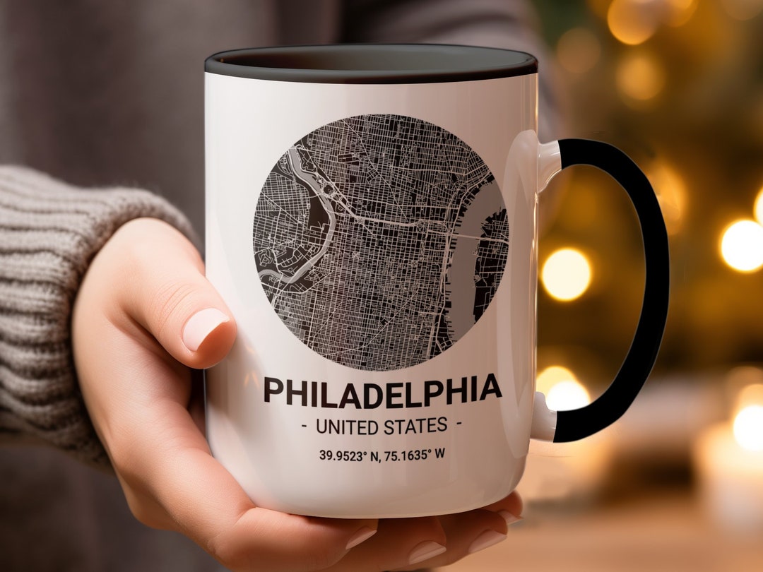 Philadelphia Map Mug, Philadelphia City Map, Philadelphia Skyline Mug ...