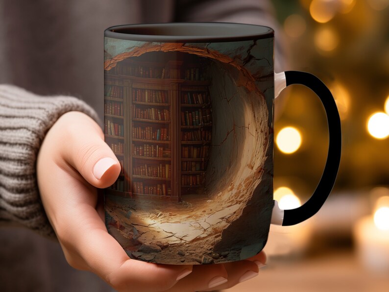 3D Bookshelf Mug, Hidden Library Cup, Fantasy Mug, Vintage Bookshelf ...