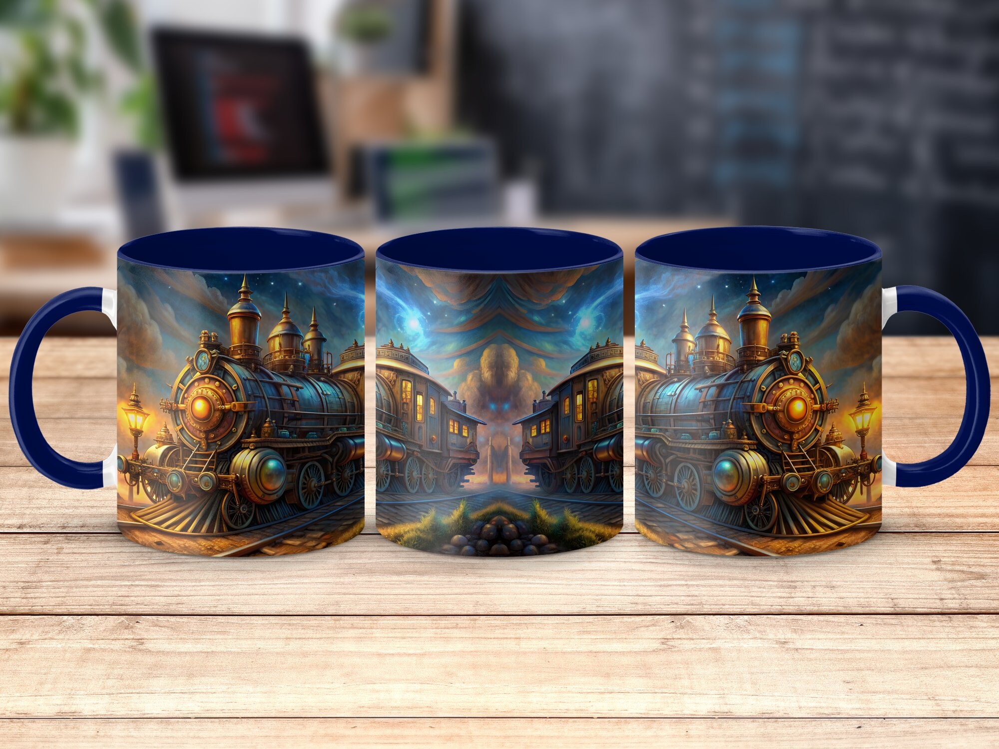 Vintage Style Steampunk Train Mug, Science Fiction Fantasy Steam ...