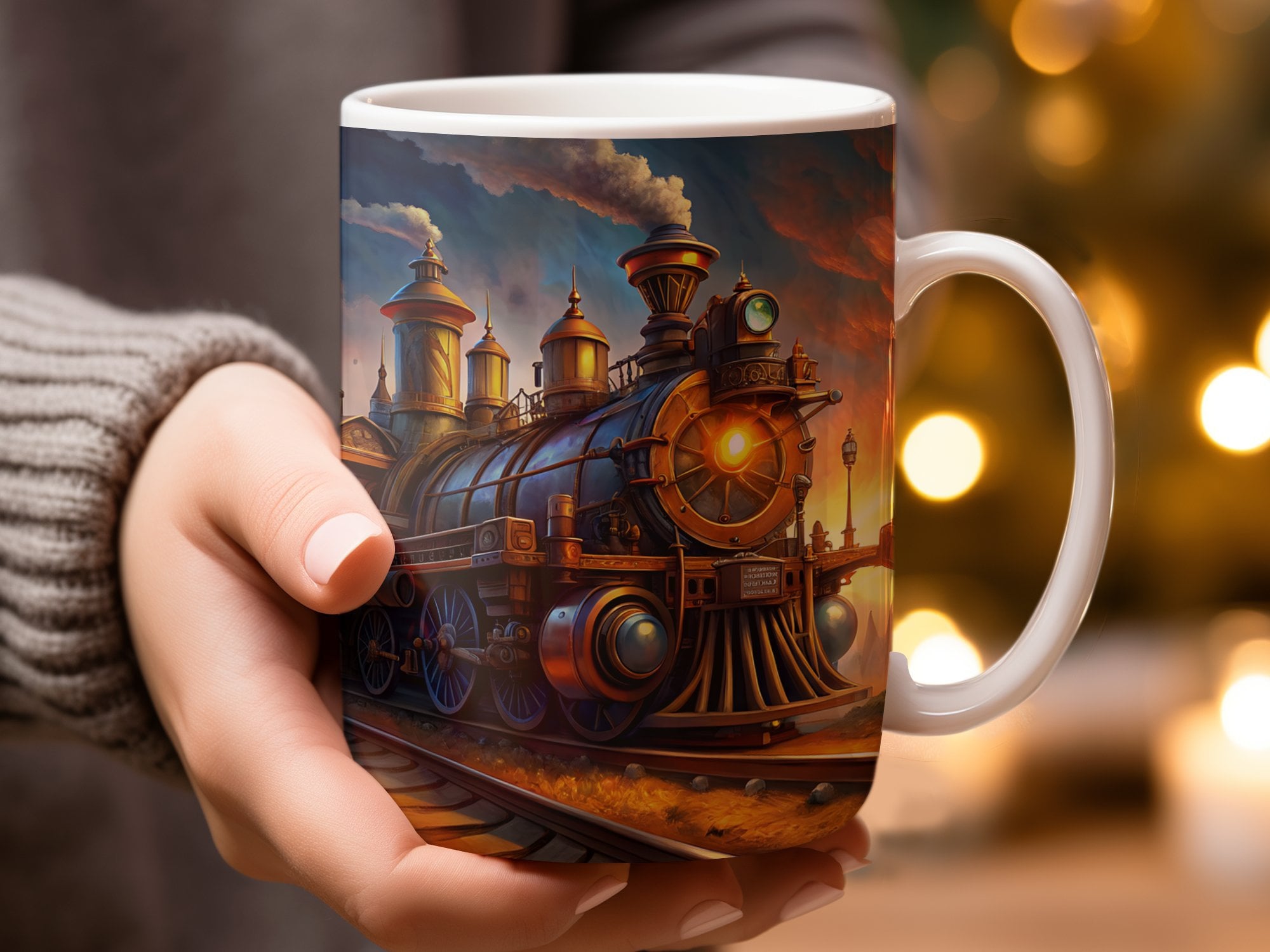 Steampunk Train Mug: Vintage Locomotive Coffee Cup, Railroad Art - Etsy
