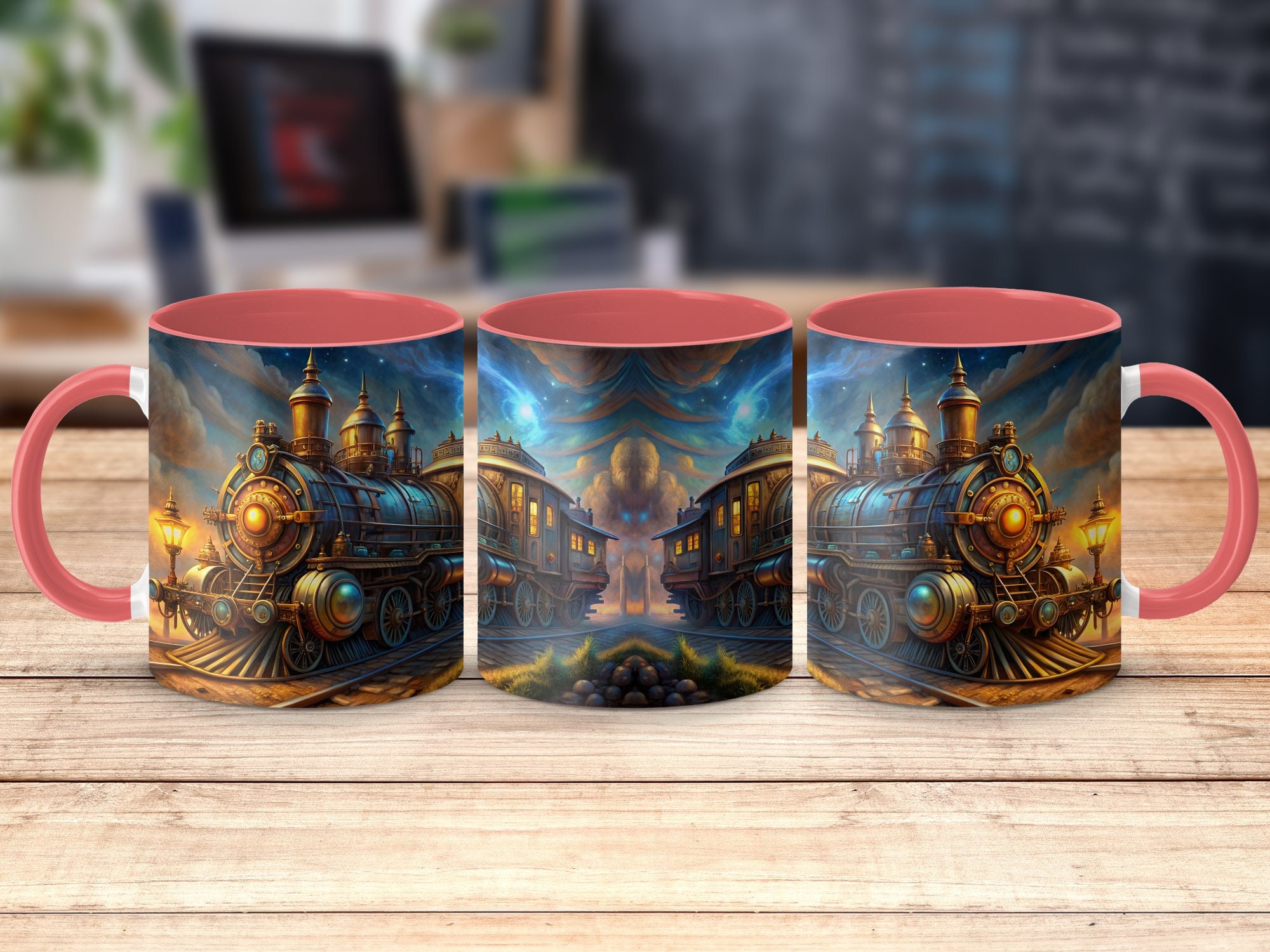 Vintage Style Steampunk Train Mug, Science Fiction Fantasy Steam ...