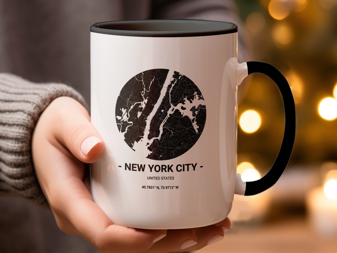 New York City Map Mug, Modern NYC Map Design, New York City Souvenir ...