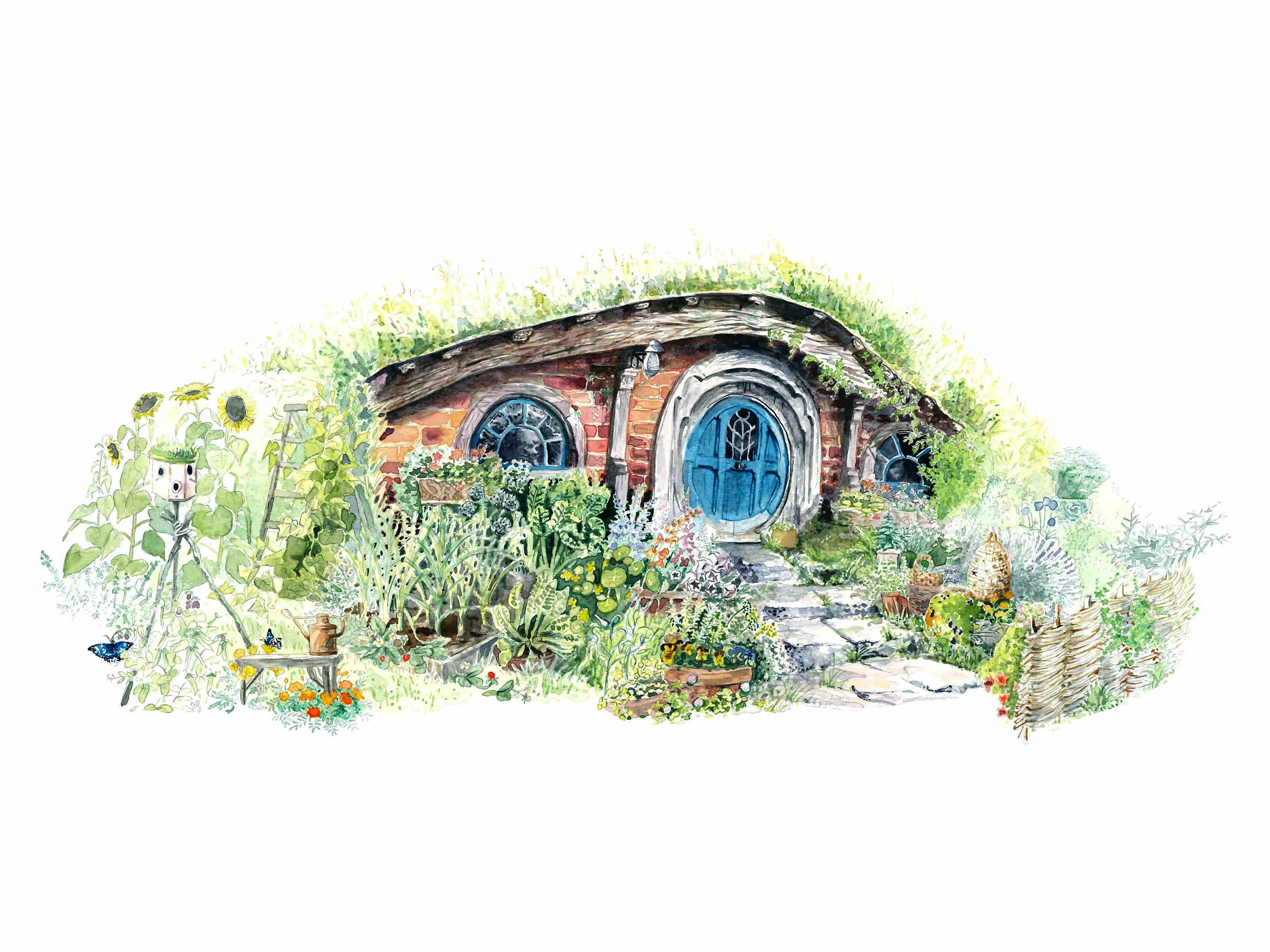 The Shire Literary Garden 9x12in Fine Art Print Inspired by the Hobbit ...