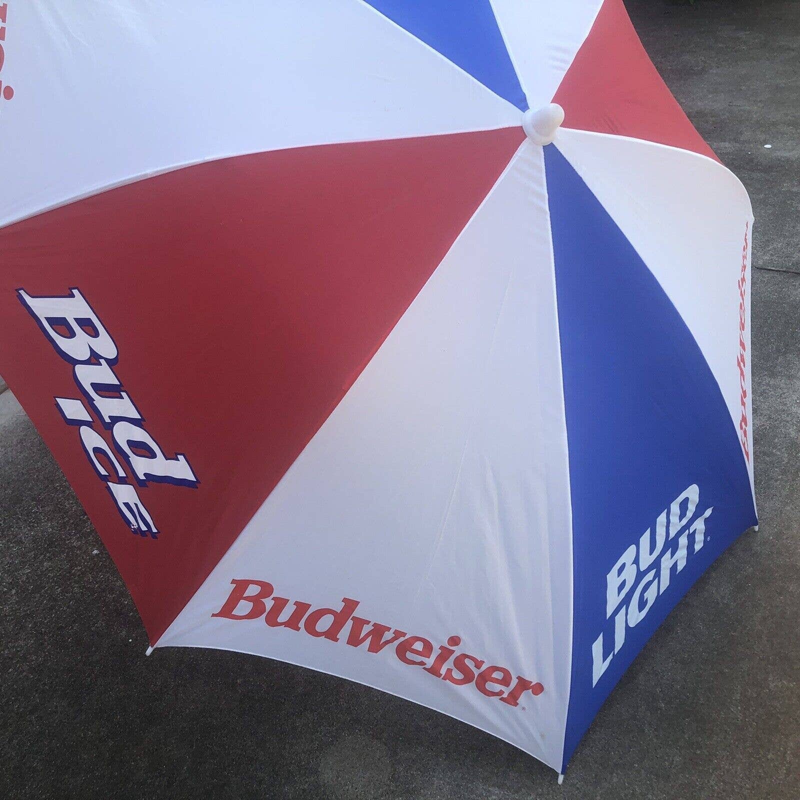 VTG 90s Budweiser Bud Light Bud Ice Beach Patio Umbrella Red White Blue ...