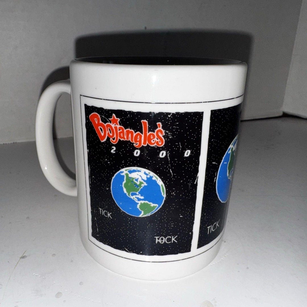 Bojangles 2000 Y2K Coffee Mug Happy New Year Earth Tick Tock Vintage ...