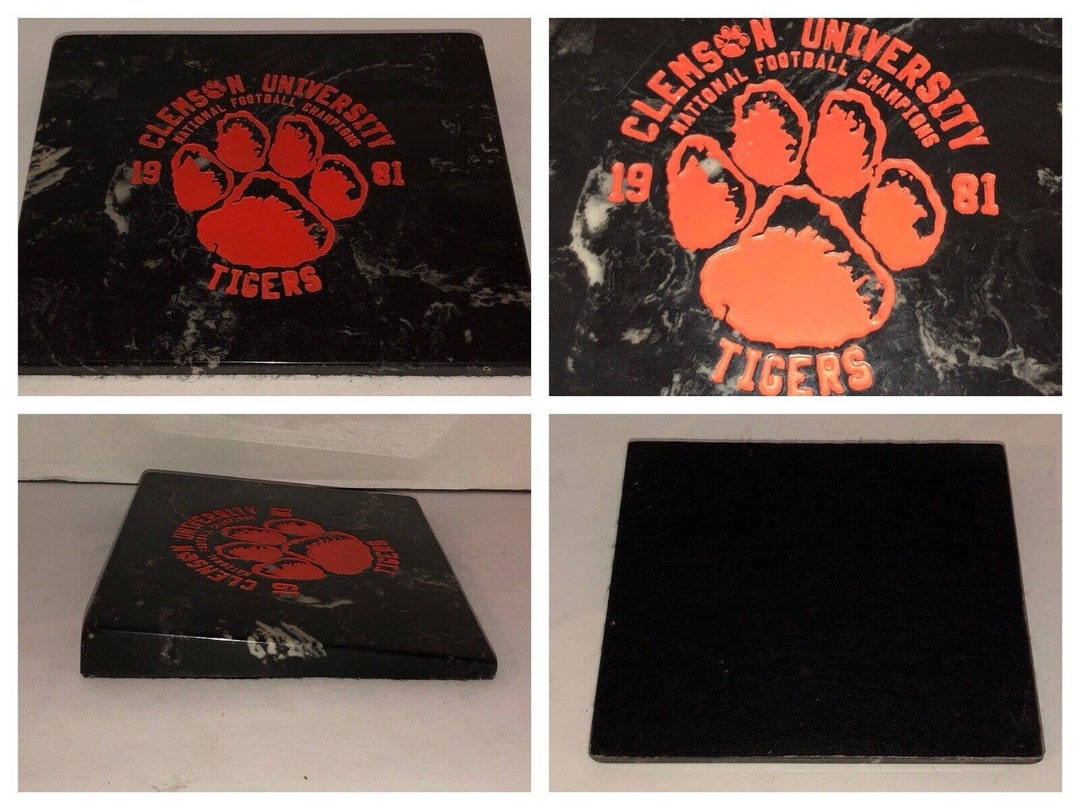 VTG 80s Clemson Tigers 1981 National Football Champions Marble Display ...