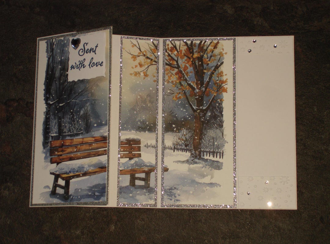 The Four Wooden Benches 2 Handmade Winter Greetings/note Card - Etsy