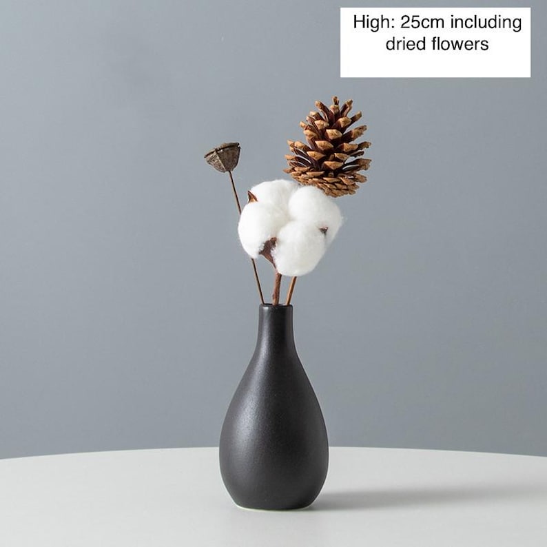 Set of 4: Ceramic Flower Mini Table Vase With Dried Flowers for Home ...