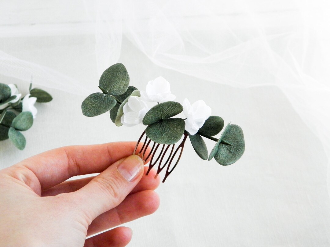 Floral Headpiece Greenery Wedding Hair Piece Eucalyptus Flower Comb ...