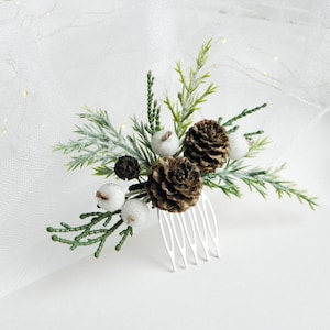 Winter Bridal Hair Comb Pinecone Wedding Hair Comb Christmas Forest ...