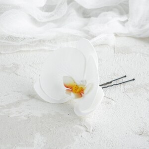 White Orchid Hair Pin Hawaii Hair Clip for Wedding Tropical Hair Piece ...
