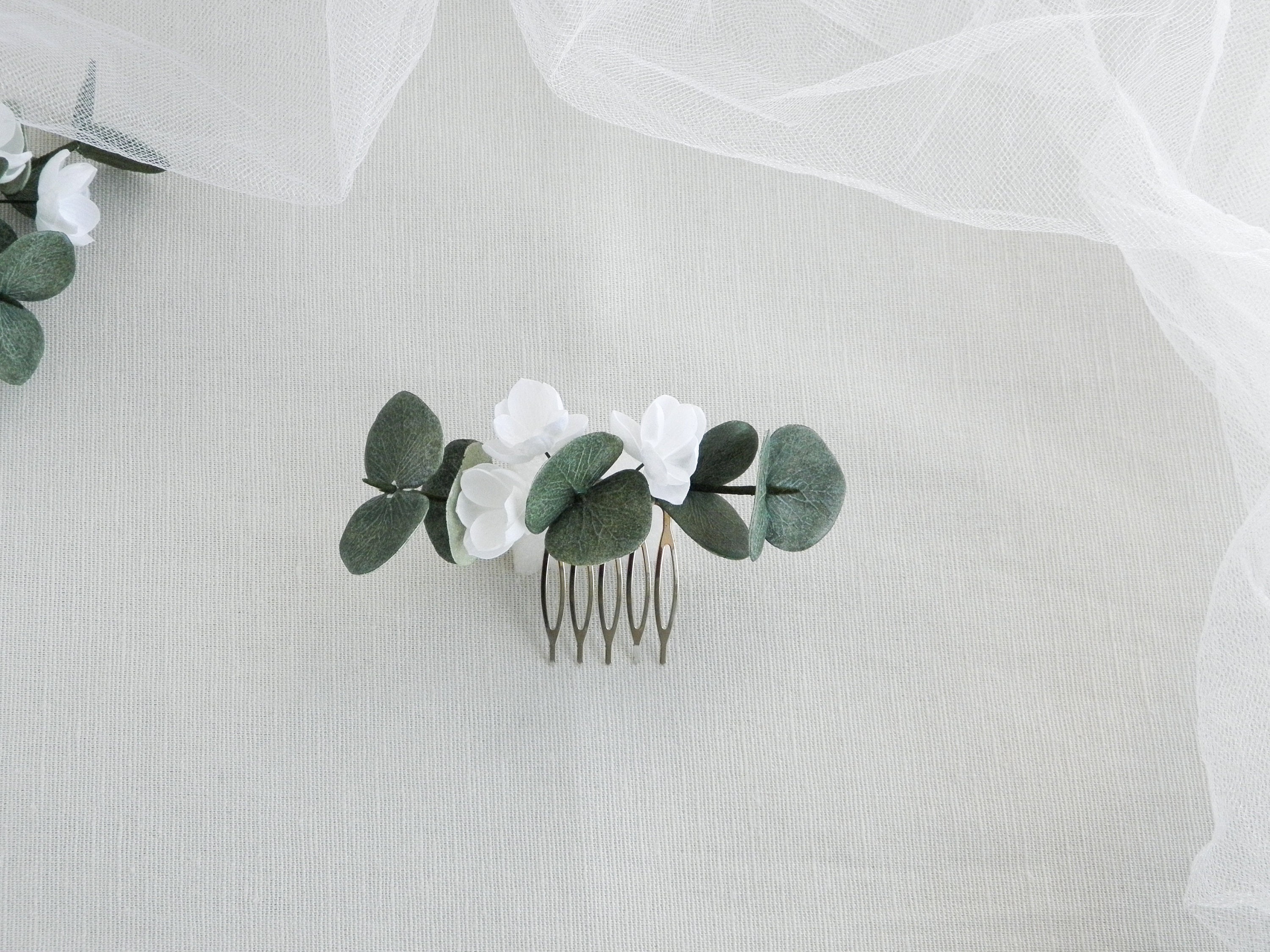 Floral Headpiece Greenery Wedding Hair Piece Eucalyptus Flower Comb ...
