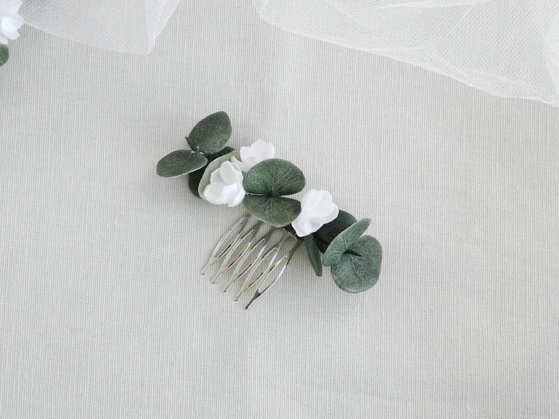 Floral Headpiece Greenery Wedding Hair Piece Eucalyptus Flower Comb ...