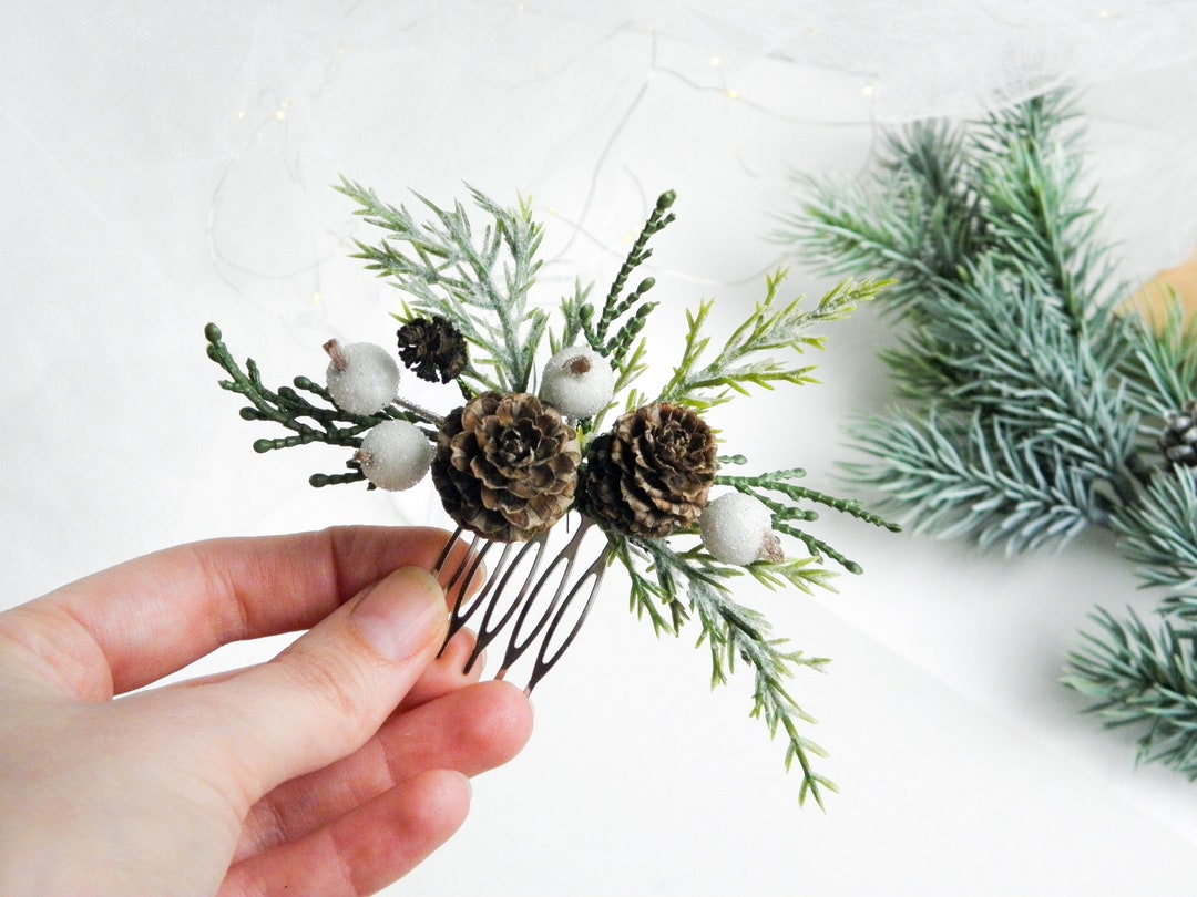 Winter Bridal Hair Comb Pinecone Wedding Hair Comb Christmas Forest ...