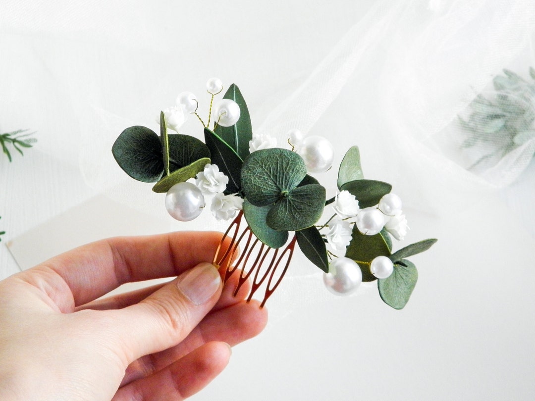 Eucalyptus Hair Comb Wedding Greenery Headpiece Bridal Flower Piece ...