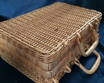 Wicker suitcase | Etsy