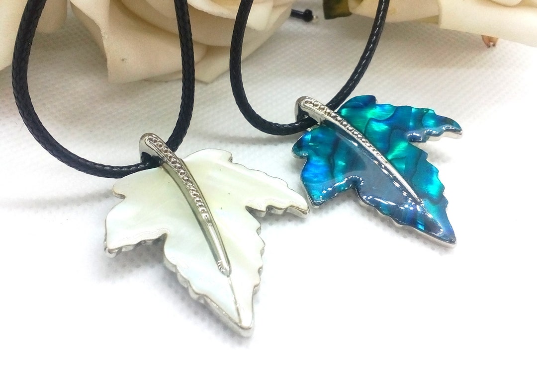 Leaf Shell Necklace, Maple Leaf Necklace, Natural Colorful Abalone ...