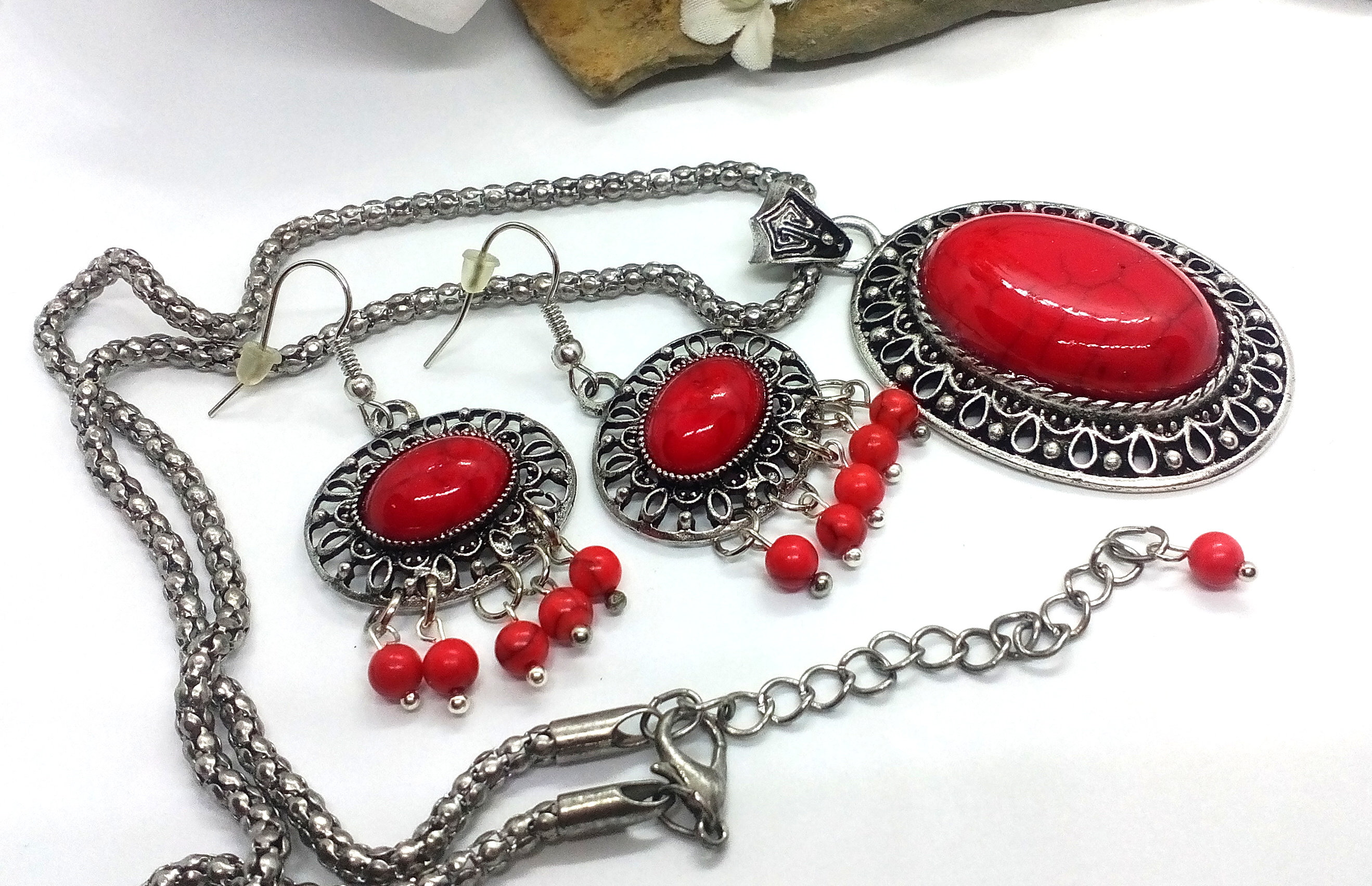 Rouge Coral Jewelry Set Bijoux de corail rouge Collier de | Etsy