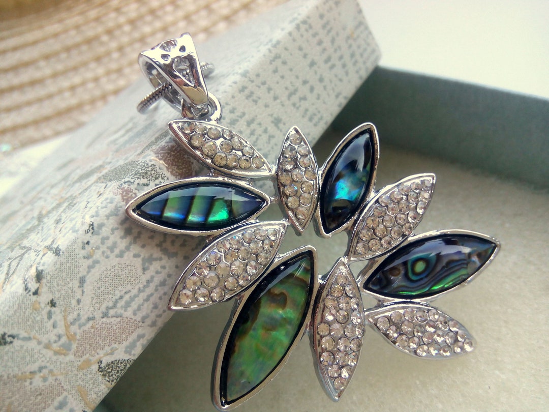 Abalone Crystal Necklace, Abalone Crystal Jewelry, Abalone Shell ...