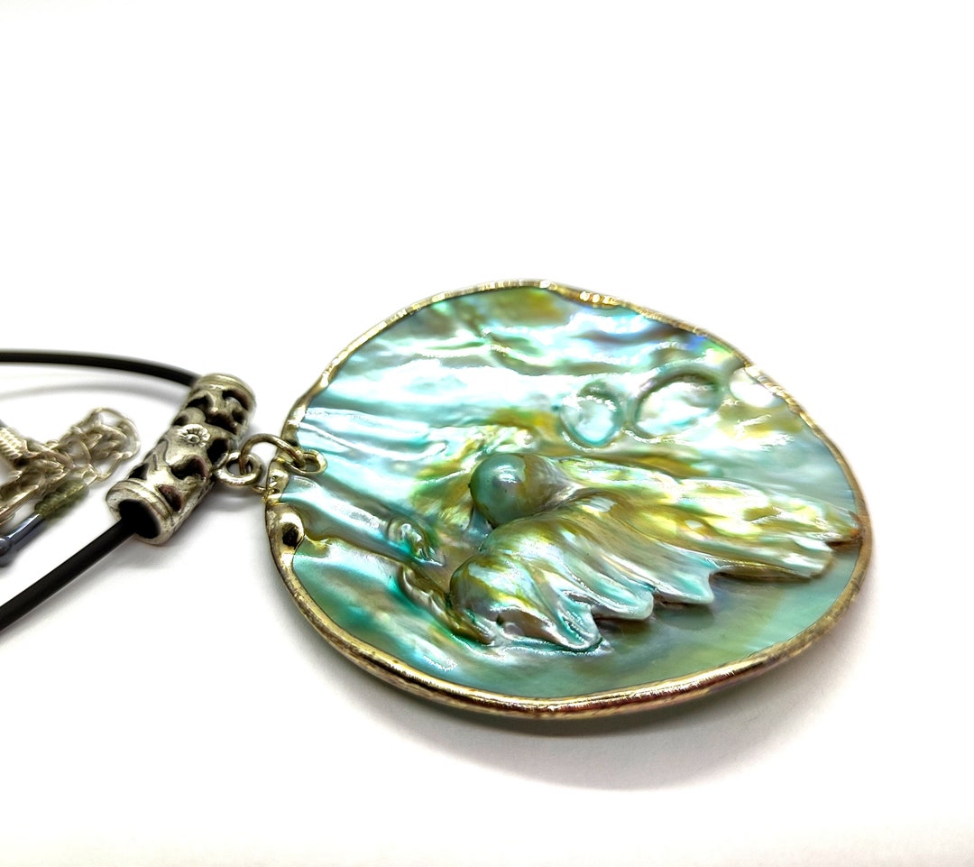Big Shell Necklace, Mother of Pearl Pendant, Mother of Pearl Necklace ...
