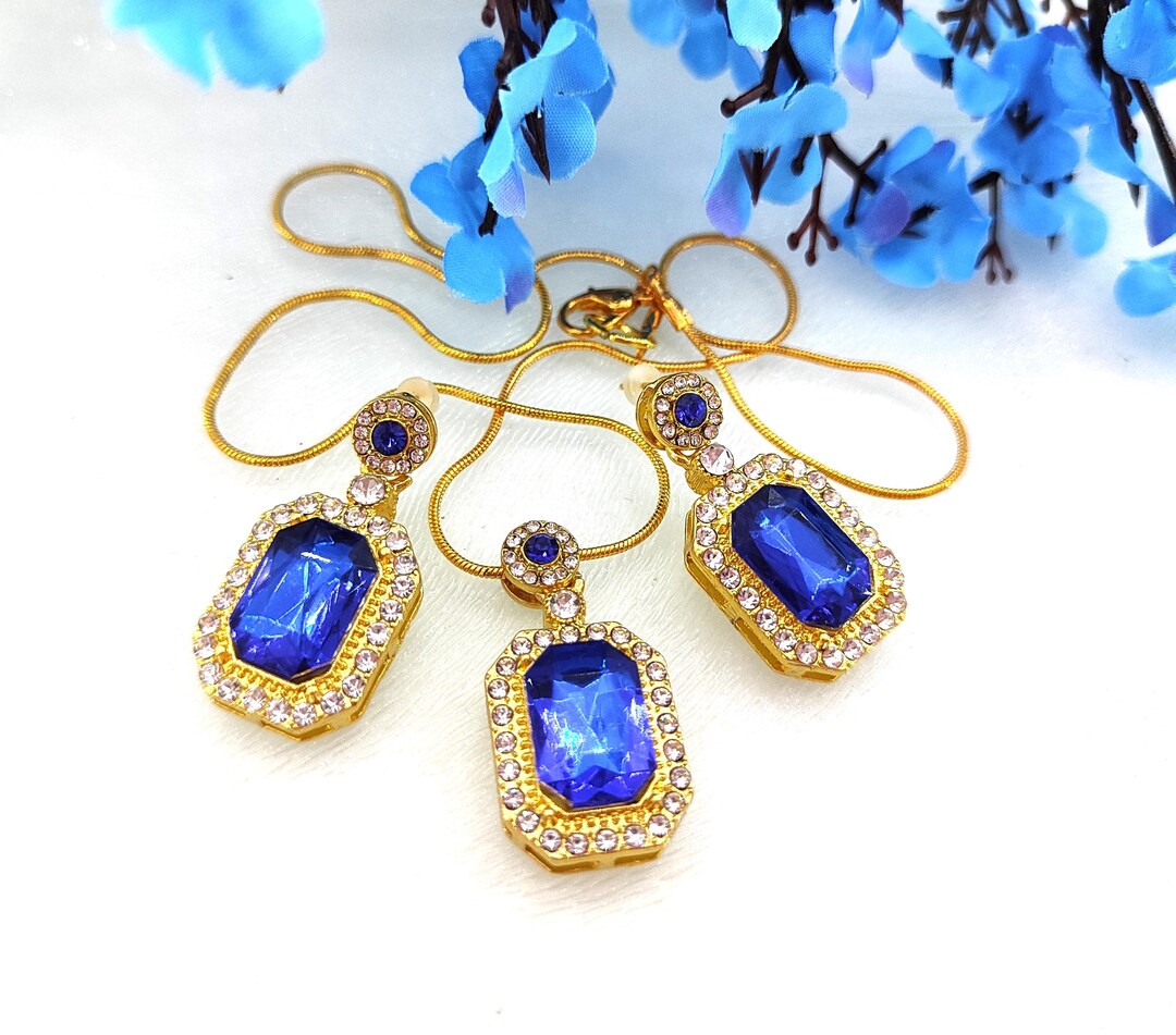 Cobalt Blue Crystal Jewelry Set, Royal Blue Jewelry for Women ...
