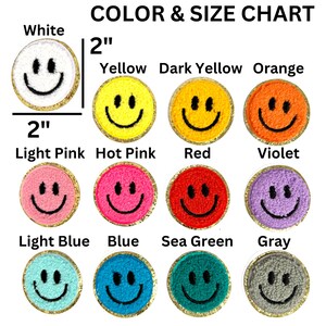 Smiley Face Patch, Glitter Happy Face, Preppy Happy Face, Chenille ...