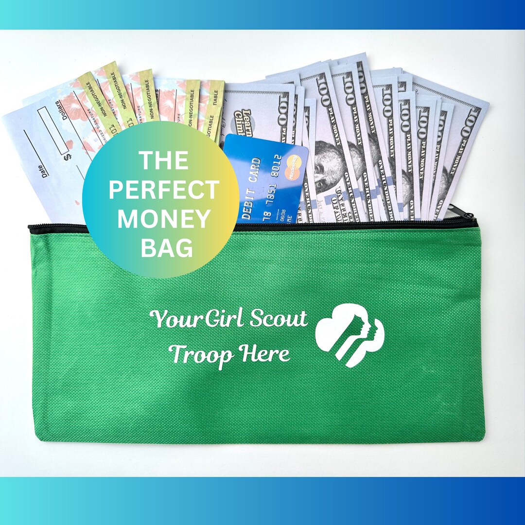 Personalized Girl Scout Bank Bag, Bank Bag, Customized Zippered Money ...
