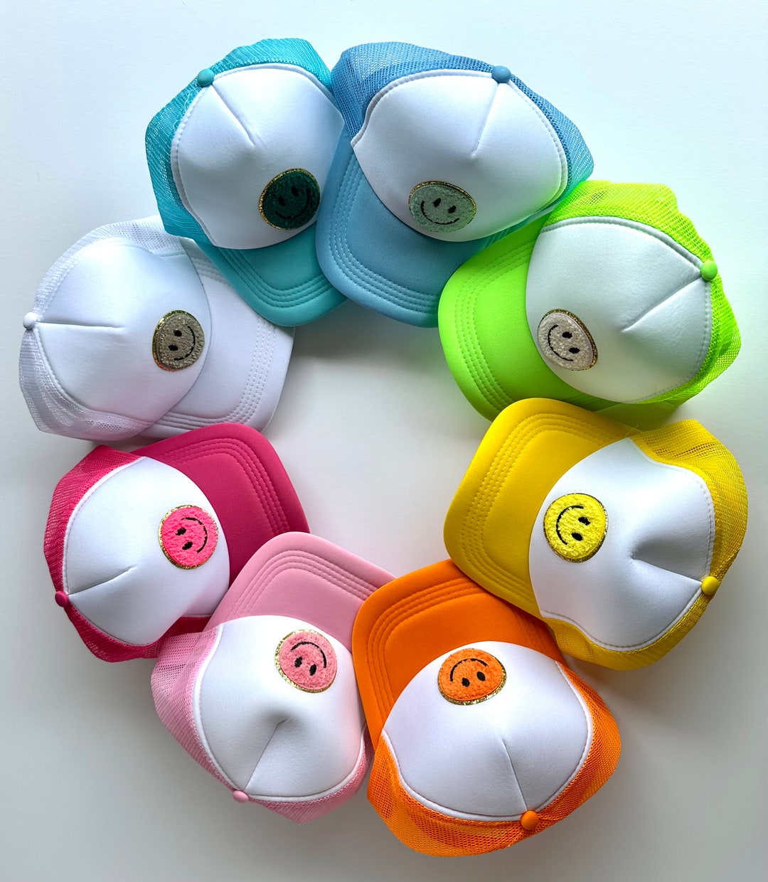 Smiley Face Trucker Hat, Glitter Happy Face Hat, Bachelorette Party Hat ...