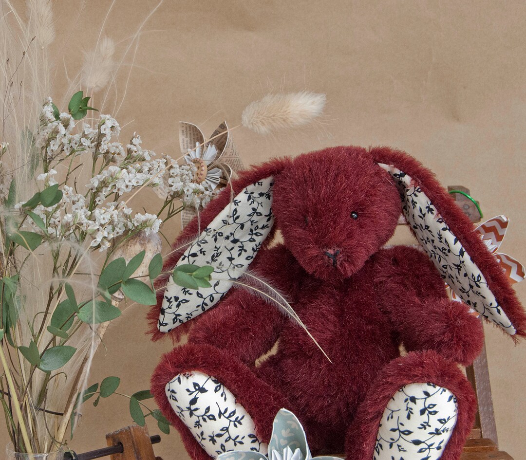 Handmade Burgundy Red Bunny Rabbit by Beartonborough, OOAK Traditional ...