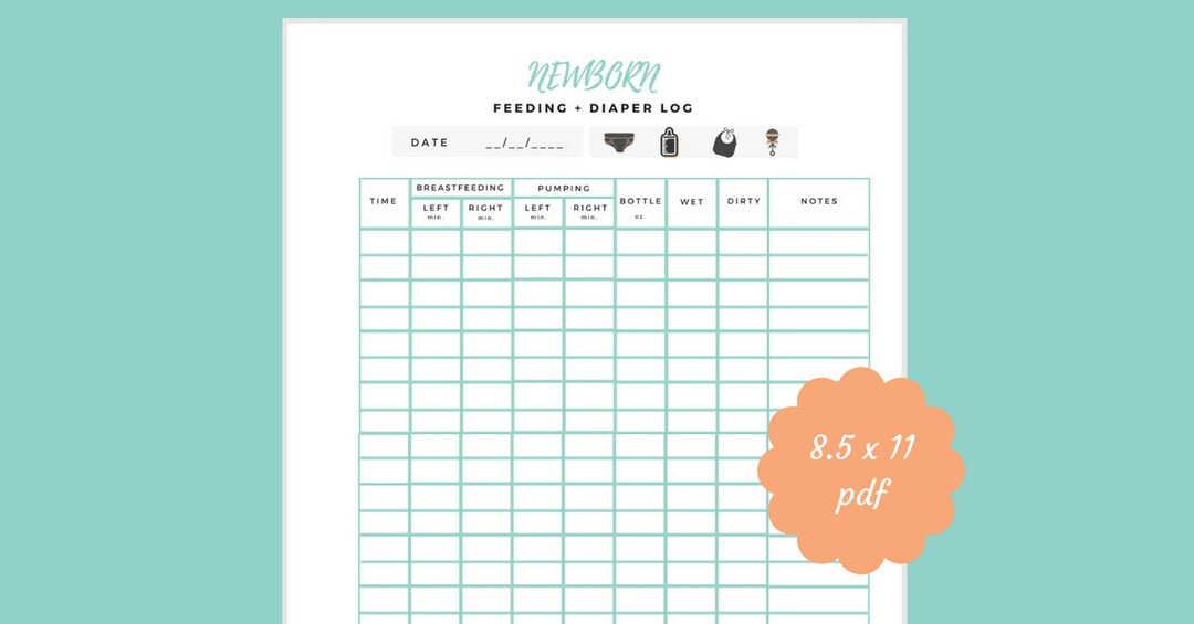 Baby Care Log, Feeding Pumping Diaper Log, Newborn Log, Baby Log ...